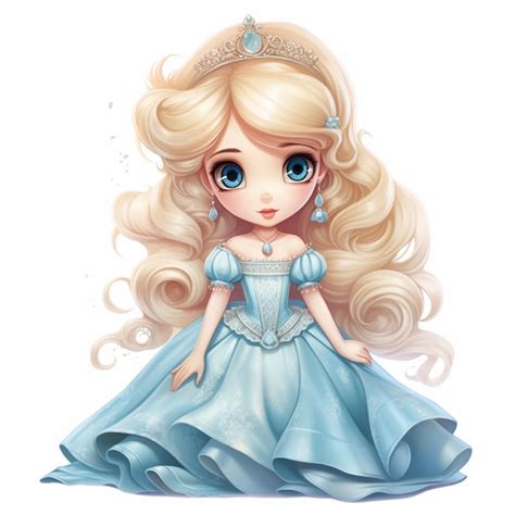 Premium Ai Image Blond Haired Girl In A Blue Dress With A Tiable And