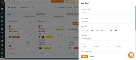 task overview in pipeline card view insuredmine crm optimize and grow your insurance agency