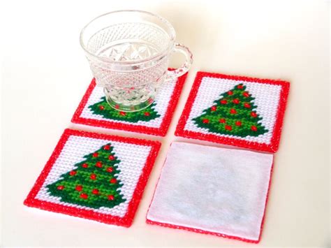 Plastic Canvas Coasters Christmas Coasters Drink Coasters Etsy