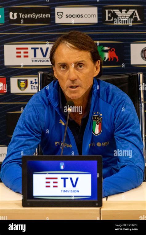 Italy Head Coach Roberto Mancini During The Press Conference Stock