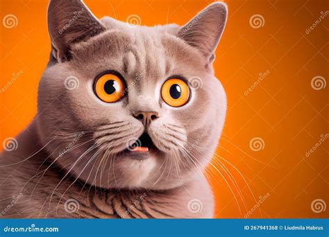 Surprised Cat With Big Eyes And Open Mouth Generative Ai Stock