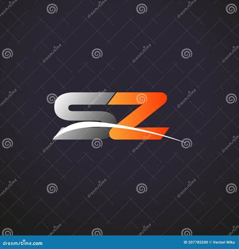 Initial Letter Sz Logotype Company Name Colored Grey And Orange Swoosh