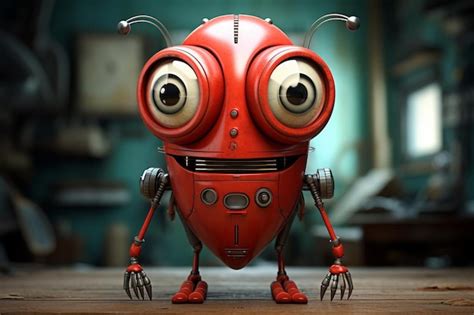 Premium Photo Red Robot Transformer Alien Invader On Spaceship