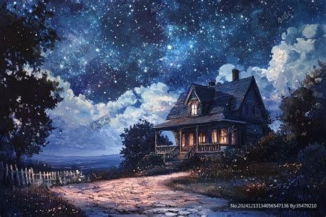Ai创作图梦幻夜晚立体画 手绘雪夜风景无框画 梦幻夜景插画 唯美夜晚图 梦幻场景小屋 梦幻夜景素材 唯美梦幻场景 怀旧夜色场景 森林小木屋夜景
