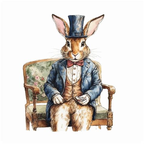 Bunny Rabbit Alice In Wonderland Clipart High Quality Etsy