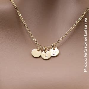 K Gold Filled Initials Necklace Disc Necklace Personalized Necklace Delicate Necklace