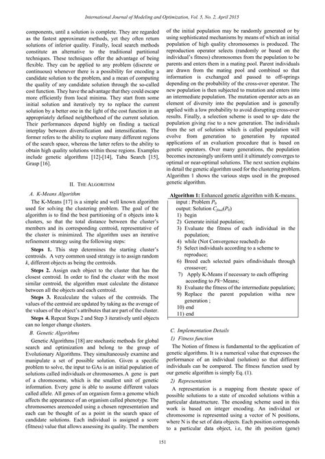 Enhanced Genetic Algorithm With K Means For The Clustering Problem Pdf