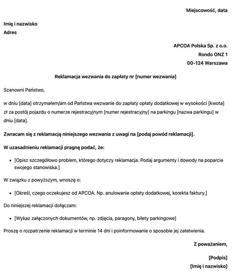 Reklamacja Apcoa Wz R Wzory Pisma Pl