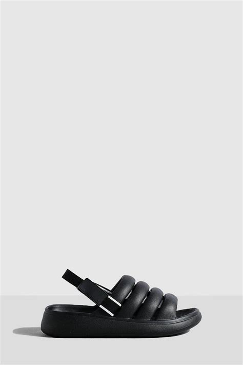 Chunky Slingback Padded Sandals Boohoo Uk