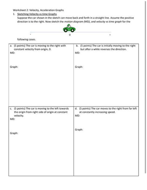solved worksheet 2 velocity acceleration graphs 1