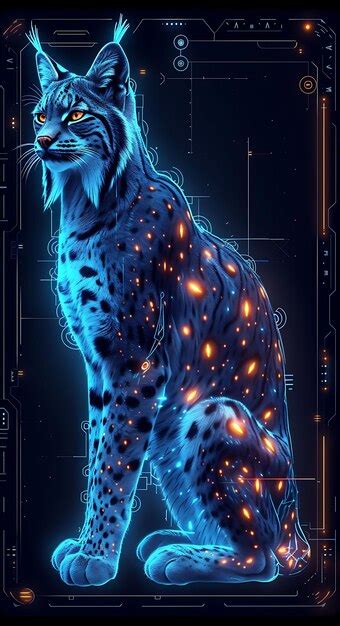 Premium Ai Image Portrait Of Siberian Lynx With Glowing Neon Spots