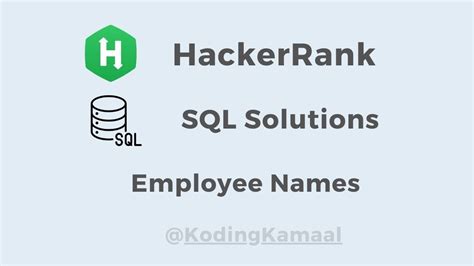 Hackerrank Sql Solution Employee Names Question Youtube