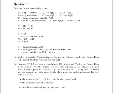 Solved Question 1 Consider The Data Generating System