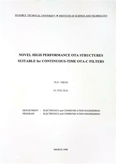 Pdf Novel High Performance Ota Structures Suitable For Continuous Time Ota C Filters