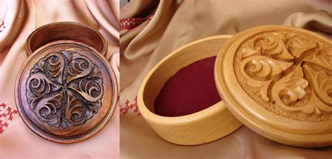 Round Wooden Jewelry Box Hand Carved Jewelry Chest Storage Etsy