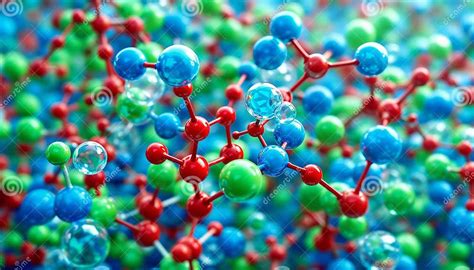Colorful Molecular Structure Blue And Green Spheres Red Connectors Crystalline Arrangement