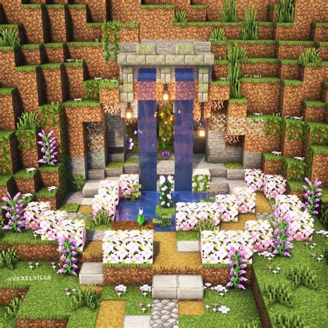 Minecraft Waterfall Over Cave Idea 💡 Minecraft Statues Minecraft