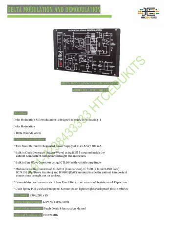 Delta Modulation And Demodulation Trainer Optional Model Name Number