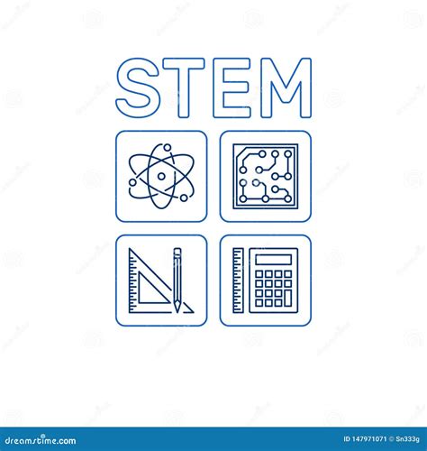 Stem Word With Icons Vector Science Outline Illustration Stock Vector Illustration Of