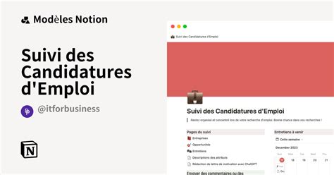 Suivi Des Candidatures D Emploi Mod Le Notion