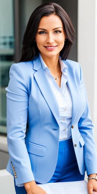 Premium Photo Successful Business Woman In Blue Suit
