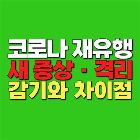 코로나 감기 차이와 신규 증상 처방 및 복용24년 재유행에 따른 확진자 격리