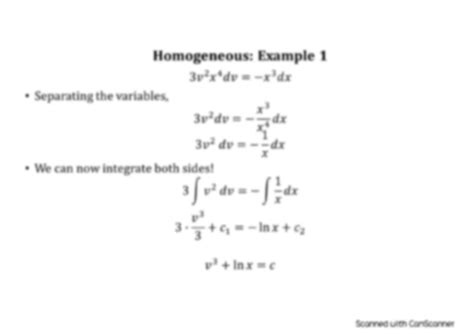 SOLUTION Homogeneous First Order Example 1 Differential Equation