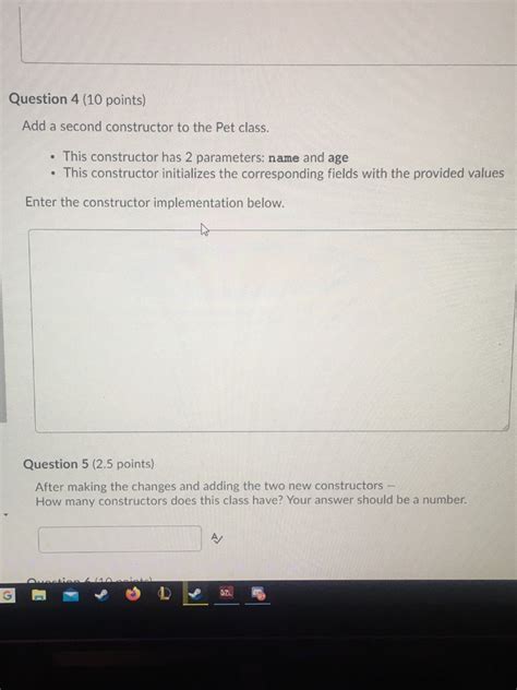 Solved Question Points Add A Second Constructor To Chegg Com