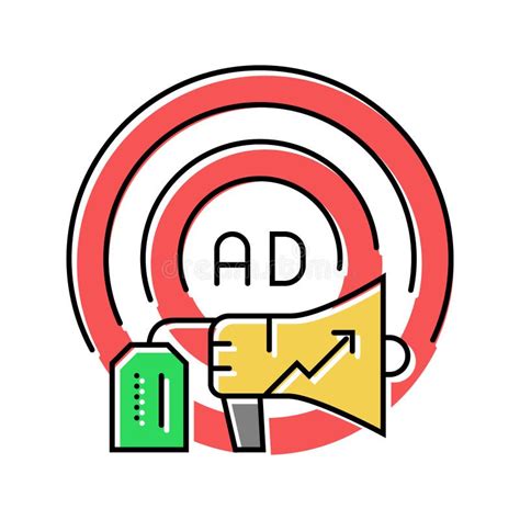 Targeted Ads Social Media Color Icon Vector Illustration Stock