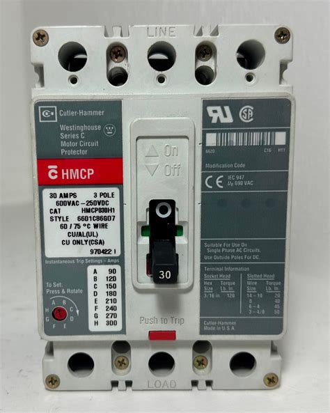 Cutler Hammer Hmcp030h1 30a Circuit Breaker Glossy 480 600v 3 Pole Hmcp 30 Amp Em5098 3
