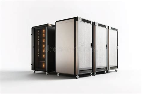 Powerful Data Center Three Massive Server Racks High Performance Computing Infrastructure