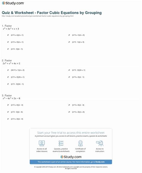 Factoring Polynomials By Grouping Worksheet Luxury Quiz And Worksheet Factor Cubic Equations By