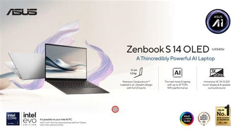 ASUS Zenbook S 14 OLED UX5406 Laptop Tipis Premium Pertama Dengan