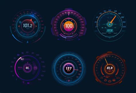 Car Speedometers Neon Dial Or Traffic Speed Gauge 39613652 Vector Art