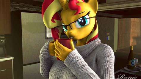 3480361 Safe Artist Runic The Wolf Ponerpics Import Sunset