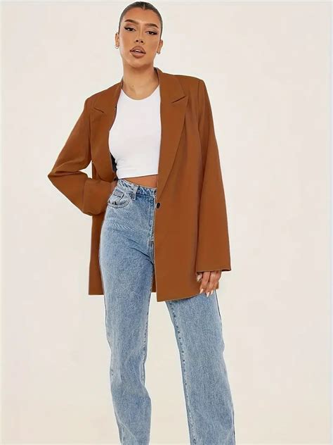Plus Size Basic Blazer Womens Plus Solid Long Sleeve Lapel Temu Denmark