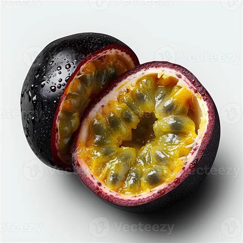 Ai Generated Passion Fruit Isolated On White Background With Shadow Purple Passion Fruit Top