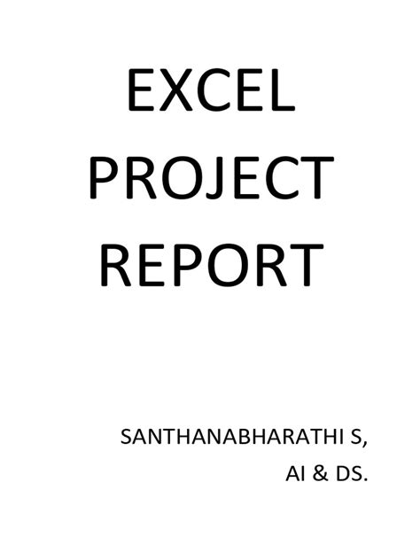 Excel Project Report Pdf