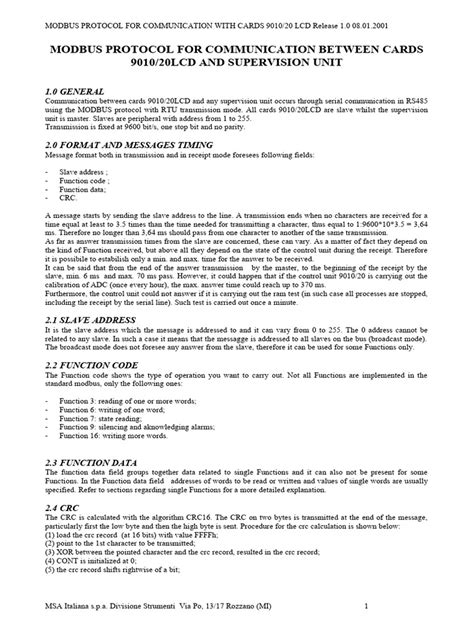 Modbus Protocol Cu9010 9020 Eng Pdf Computer Engineering Computing