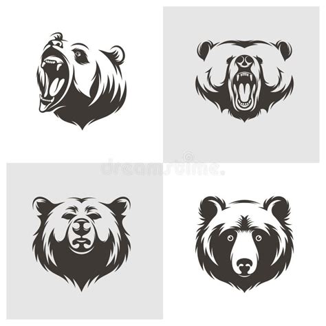 Set Of Head Bear Vector Illustration Design Head Bear Logo Design