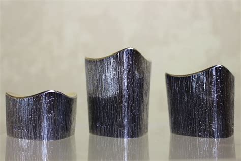 Set Of 3 Asprey Of London Textured Silver Candlesticks Manner Of Stuart