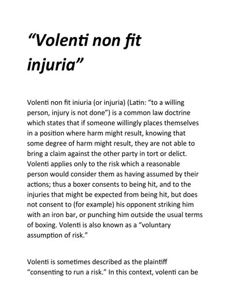 Volenti Non Fit Injuria Download Free Pdf Jurisprudence Applied