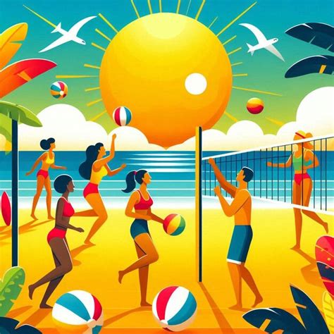 20000 Beach Sports Illustration Pictures