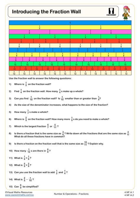 Introducing The Fraction Wall Worksheet Fun And Engaging 4th Grade