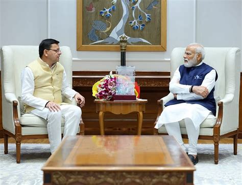 Uttarakhand Cm Pushkar Singh Dhami Met Pm Narendra Modi In Delhi Today