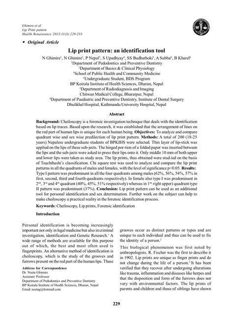 pdf lip print pattern an identification tool