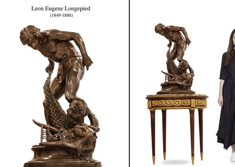 A Large 19th C Leon Eugene Longepied Singed Patinated Bronze Sculpture