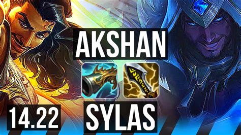 AKSHAN Vs SYLAS MID Rank 5 Akshan 600 Games KR Grandmaster 14