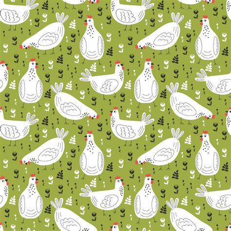 Lovely Chickens Seamless Pattern Vector Illustration 21743533 Vector
