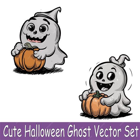 Premium Vector Cute Halloween Ghost Vector Set